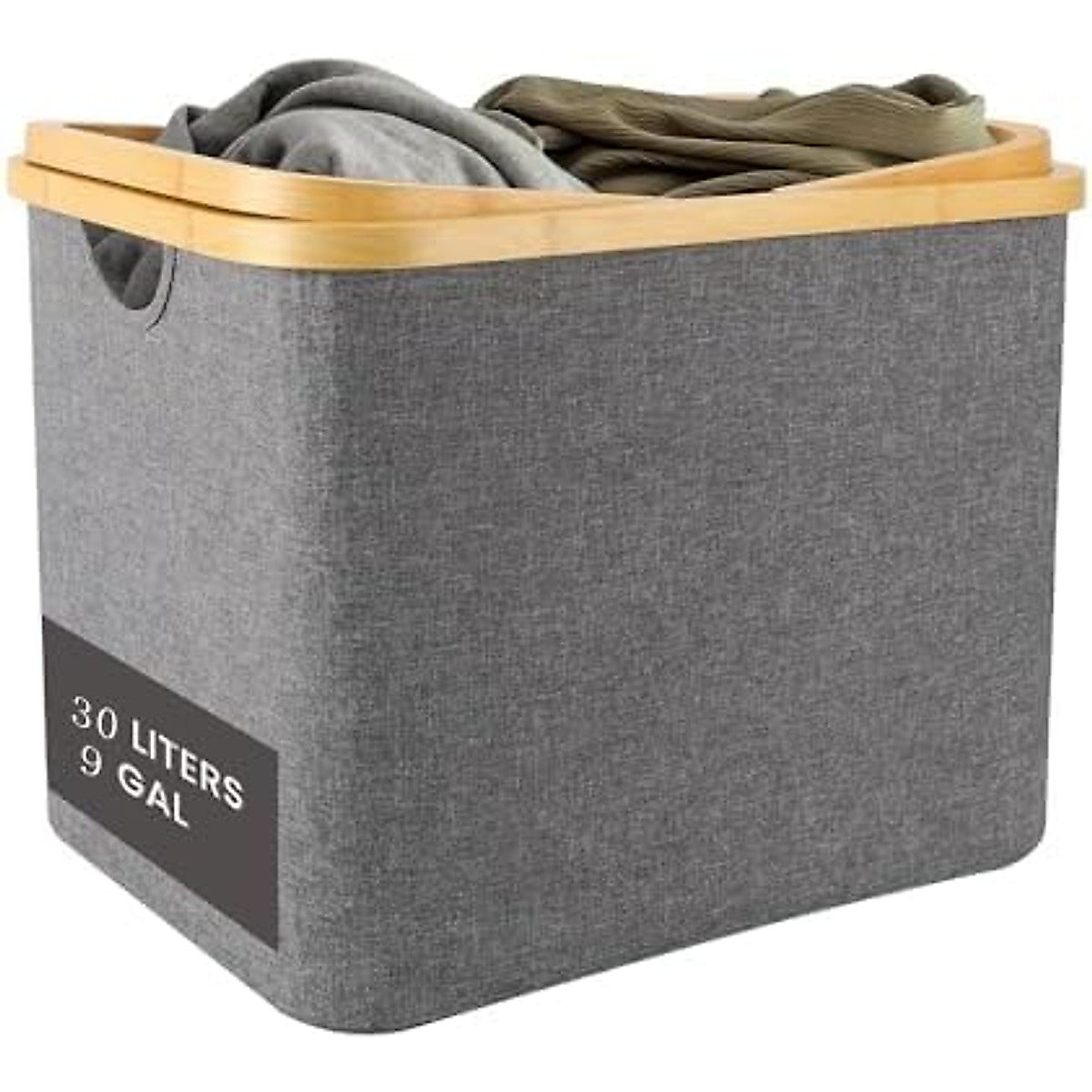 Collapsible Laundry Basket Hamper, Bamboo Frame and Handle, for Laundry Room and Bedroom, Toy Organizer hamper ，Bathroom Bin