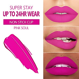 MAKI YIKA Pink Lipstick Matte for Women, Hot Pink Lipstick Long Lasting Smudge Proof Lipstick with Brush, Waterproof & Cruelty-Free Lip Gloss | PINK SOUL
