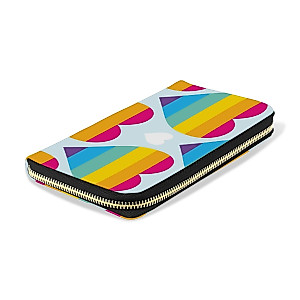 AGONA Womens Wallet Gay Pride Rainbow Colorful Hearts Wallet for Women Long Wallet PU Leather Zip Around Phone Clutch Handbag Card Holder Purse Girls Men