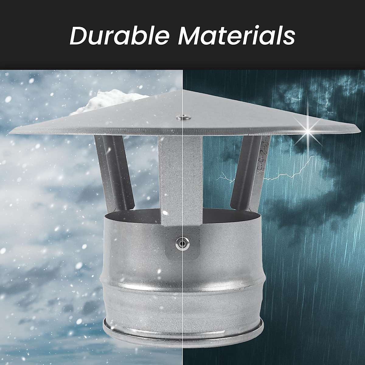 6 Inch Round Roof Cap - All Weather Chimney Cap - Galvanized Steel - Roof Top Round Vent House Exhaust Roof Cap