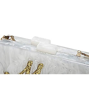 MRS Clutch Purse Women Evening Handbag Acrylic Clutch Bag for Bride Party GLD