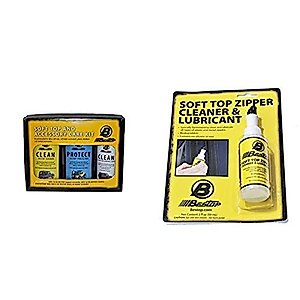 Bestop Fabric Care Pack - Vinyl Soft Top Cleaner, Vinyl Window Cleaner and Vinyl Protectant 3-pack - boxed, Zipper Cleaner and Lubricant, 2 oz single bottle
