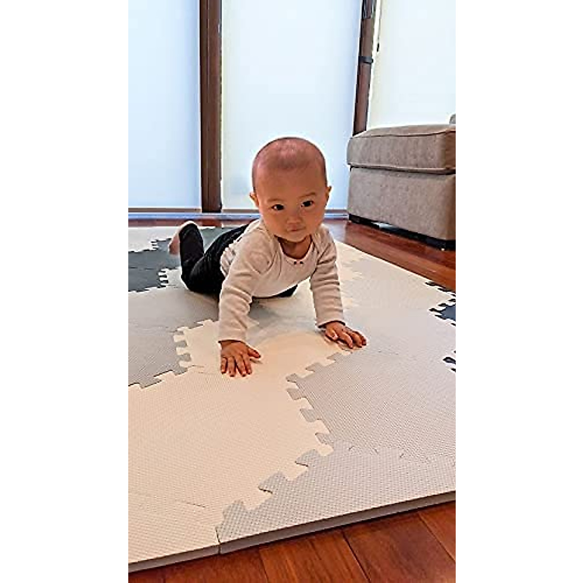 Hexagon Floor Mat Activity Mat Floor Foam Tile for Crawling, Tummy Time, and Playing 4x6 Feet Ultra Thickness Playmat for Infants and Toddlers for Nursery Room 2 Patterns in 1 (Pink White Gray)