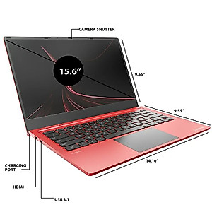 Gateway 15.6" HD Ultra Slim Notebook, Intel® Celeron® N4020, 4GB RAM, 128GB Storage, Tuned by THX Audio, 1MP Camera, HDMI, Windows 11, Microsoft 365 Personal 1-Year Included, Red + Accessories
