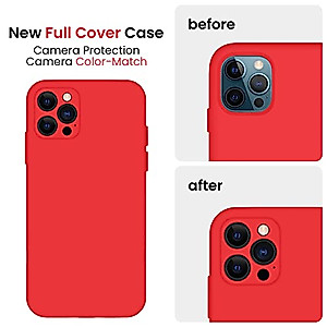 FireNova for iPhone 12 Pro Max Case, Silicone Upgraded [Camera Protecion] Phone Case with Soft Anti-Scratch Microfiber Lining, 6.7 inch, Red