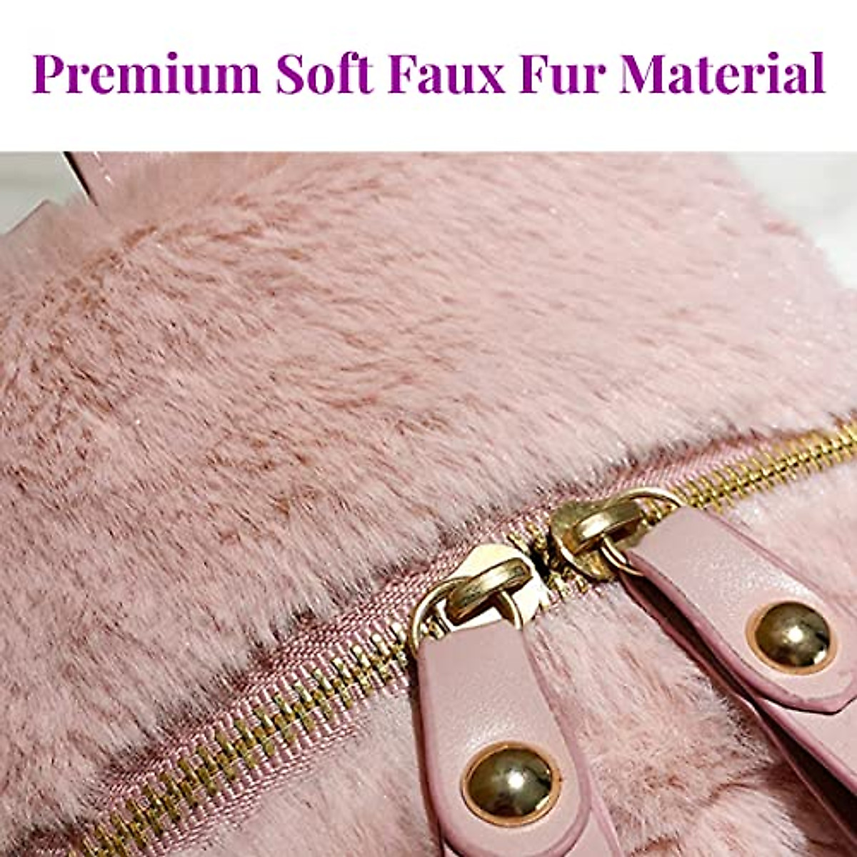 Fashion Furry Bag for Women Kawaii Backpack Fluffy Backpack Fuzzy School Bag Teen Girls anime Faux Fur Bunny Backpack (Black)