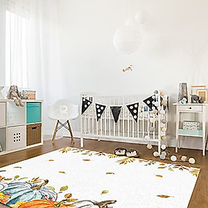 Rectangular Area Rug Non-Slip Stain-Proof Rugs Thanksgiving Pumpkin Fall Receipt Leaves Household Sofa Floor Large Floor Mat Bedroom Bedside Carpet for Living Dining Room 2x3 Feet