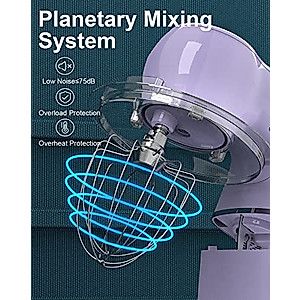 Mini Angel Electric Stand Mixer, 5.5 Quarts, Dough Hook, Flat Beater, Wire Whisk Attachments, 10+P Speeds with Splash Guard, Lavender with DIY STICKERS