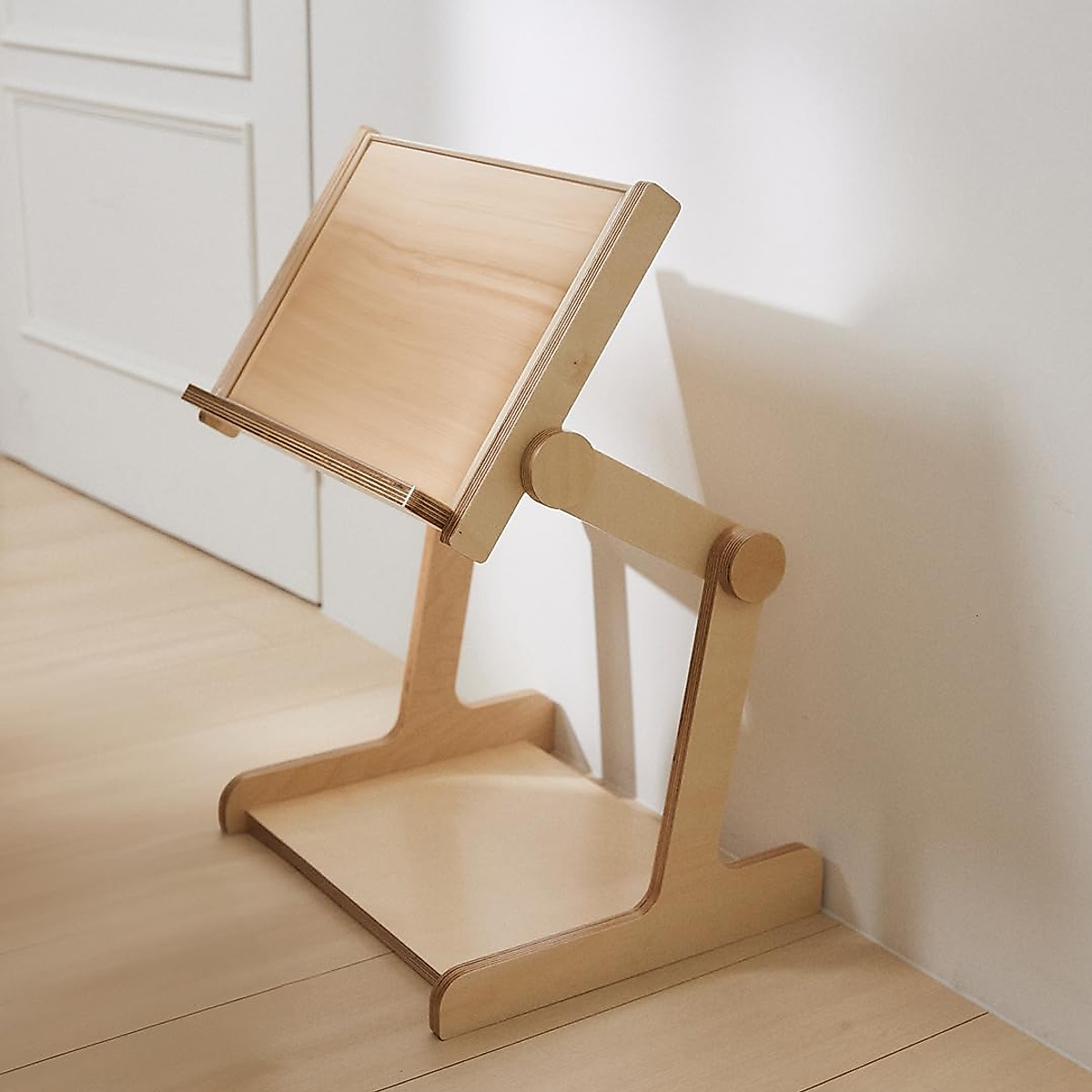 Comme Moi Wooden Kids' Book Stand and Adjustable Table - Baby Desk for 1 Year Old - Foldable Weaning and Dinner Table, Small Dining Table for Toddlers - Multi-Functional Easel (Made in Korea)