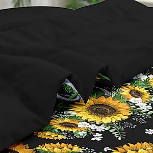 Pinbeam 7 Pcs Comforter Set Full Size, Elephant Animal Cute Bed in a Bag with Flat Sheet and Fitted Sheet for Kids and Adults, Sunflower Flower Yellow Bedding Set with Pillowcase & Sham