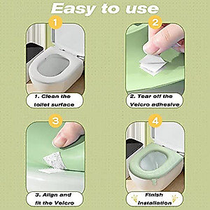 Reusable Toilet Seat, Bathroom Toilet Seat Cover Pads with Handle, Waterproof EVA Soft Pad Self-Adhesive Toilet Seat Cover Pads (Grey & Light Green)…