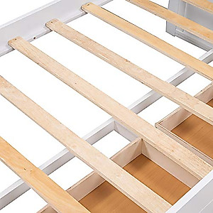 OYN Wooden Twin Multi-Functional Daybed Frame Set with X Headboard,Storage Drawers and Trundle for Children Teen Boys and Girls, White