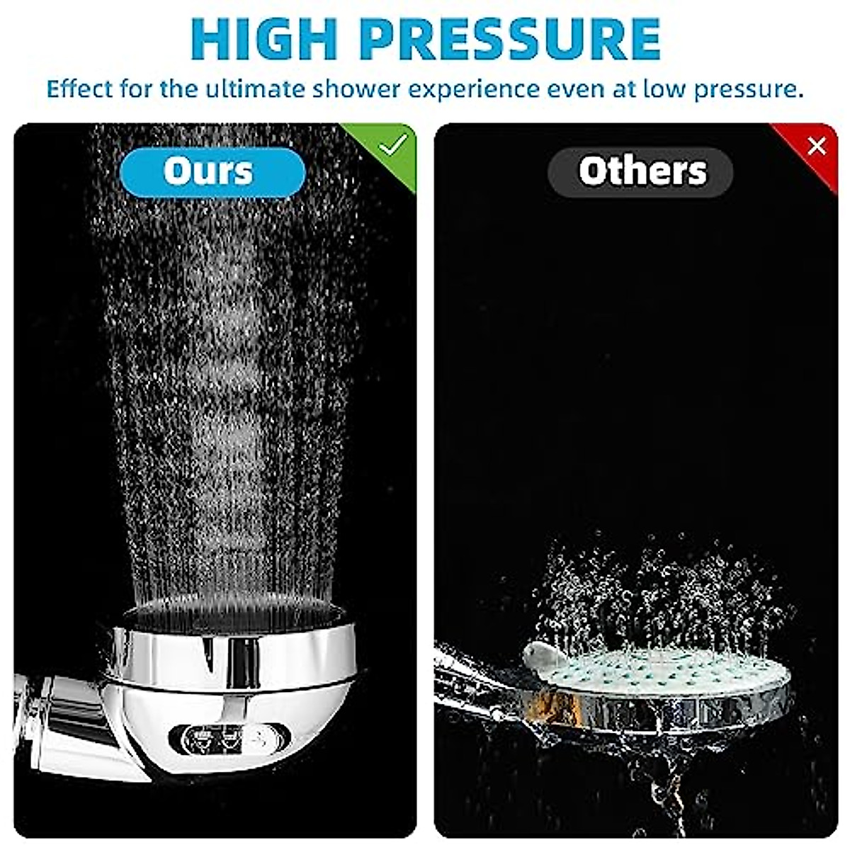 Marbrasse High Pressure Shower Head, 3-Settings Handheld Showerhead with ON/Off Full Shutoff Push Button and Switch to Control Flow, Angle-Adjustable Water Saving Body Sprays(Chrome)