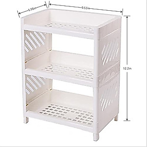 XINGWANG Three-Layer Desktop Storage Rack, Foldable Office Stationery Storage Rack,Kitchen Seasoning Storage Rack, Bathroom Cosmetic Storage Rack (White, 3-Layer)
