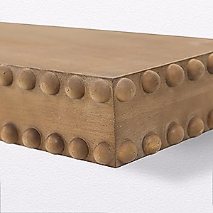 American Art Decor Small Rustic Beaded Wood Decorative Floating Wall Mounted Shelf - Natural - 24.75" L x 3" H x 9.5" D