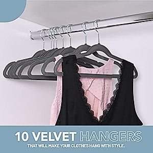 AWENN - Velvet Adults Clothes Hangers for Closet. Non Slip Men and Women Clothing Hangers with 360 Degrees Swivel Hook (Grey, 50 pcs)