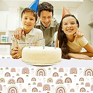 2Pack Boho Rainbow Tablecloth for Boho Rainbow Table Cover Party Supplies Decorations (70.9" x 42.5")