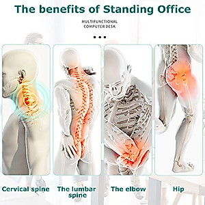 Adjustable Standing Desk, 47" Computer Desk Height Converter Desk Computer Workstation Large Desktop Stand Up Desk Ergotron Laptop Sit-Stand Desk Fit Dual Monitor for Home Office,Black