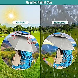 RedSwing Umbrella Hat for Adults, Upgraded UV Protection Double Layer Hands Free Head Umbrella for Fishing, Gardening, Beach and Golf