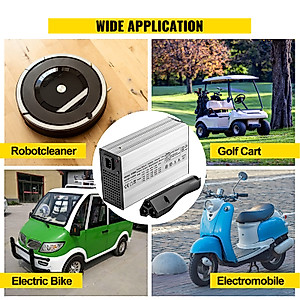 VEVOR Golf Cart Battery Charger 48V Club Car Charger 15A Golf Cart Electric Charger with RXV Plug/LED Club Car Battery Charger Aluminum Shell Power Wise Golf Cart Battery Charger for Ez Go Yamaha