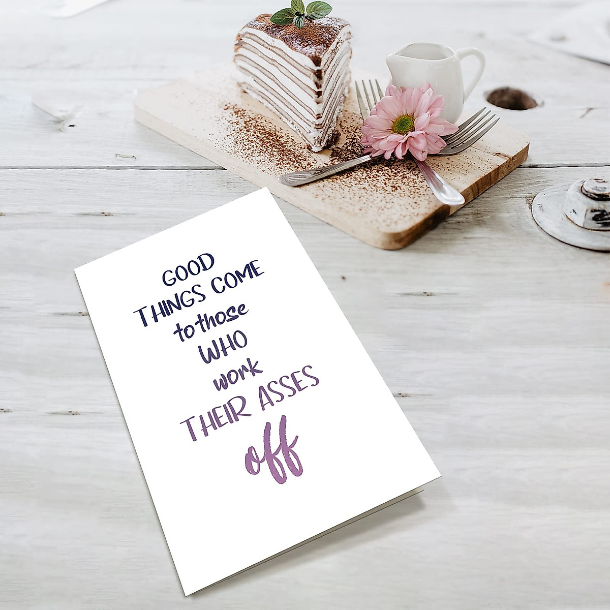 Supoeguk Funny Inspirational Work Hard Card, Congratulations on Promotion Card, New Job Card, Graduation Card, Good Things Come Card
