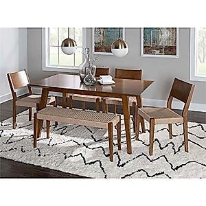Powell Furniture Linon Patty Wood and Rope Dining Bench in Brown