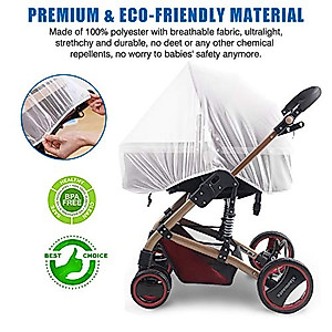 Mosquito Net for Stroller - Protective Baby Stroller Mosquito Net 2Pack - Perfect Bug Net for Strollers, Bassinets, Cradles, Playards, Pack N Plays and Portable Mini Crib (White)