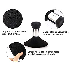 Black Large Barber Brush Neck Duster, Beomeen Soft Neck Brush for Hair Cutting, Neck Face Cleaning Hair Sweep Brushes Salon Tool