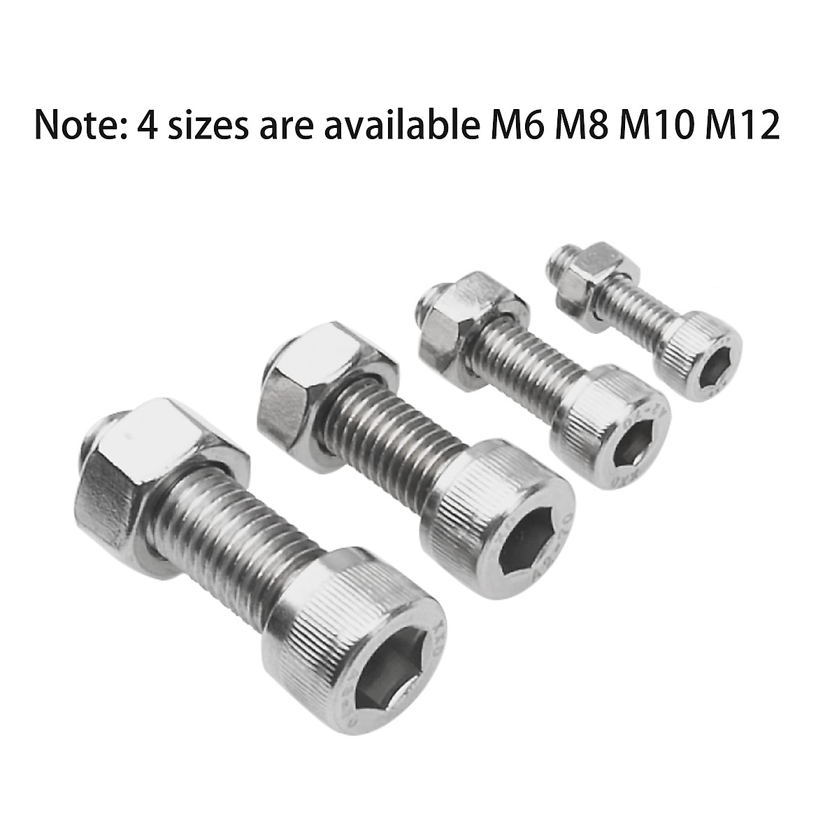 Rrina 4Pcs 304 Stainless Steel Cylindrical Hollow Hexagon Socket Screw Lamp Threading Through Hole Bolt with Nut (M8x25)