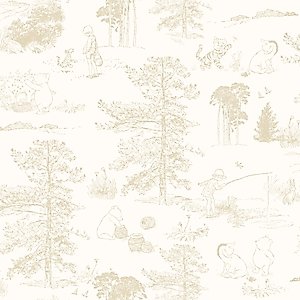 Disney Winnie The Pooh Toile Beige Peel & Stick Wallpaper by RoomMates, RMK12622RL
