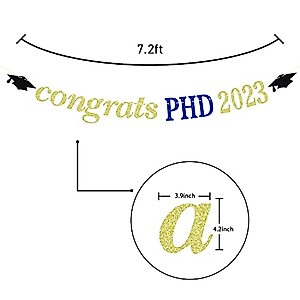 Gold Glitter Congrats PHD 2023 Banner - PHD Graduation Decorations - Congrats Grad, Congratulations PhD Graduation Party Decorations