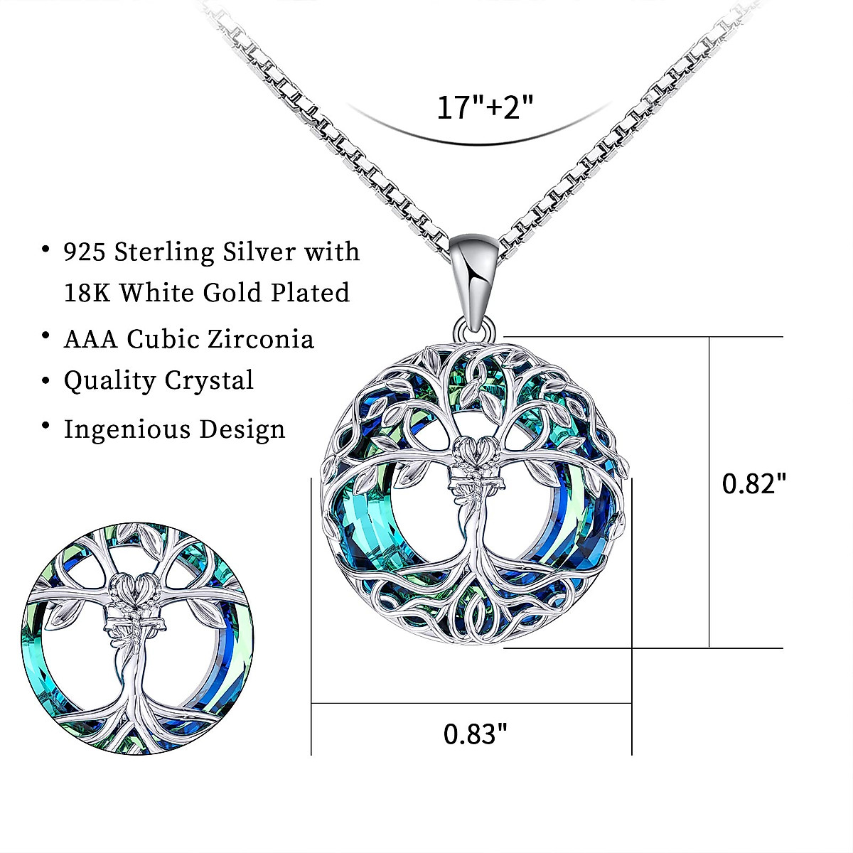 HOTIE Tree of Life Necklace Gift for Sister: 925 Sterling Silver Tree of Life Pendant Jewelry - Friendship Necklace Sister Gifts from Sister on Birthday Christmas Anniversary