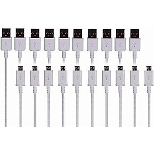 TekSonic 10-Pack Micro USB Cable Wholesale Lot (Bulk Discount) - 1 M/3.3 ft Universal Charging Sync and Charge Micro USB to USB A Cords, Data Cable for Samsung Galaxy, HTC, LG, Android, Windows Phone