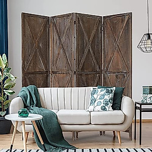 Room Divider Screen Outdoor Privacy Screens - Folding Partition Room Dividers 6ft Tall Portable Freestanding Privacy Screen W-Shaped Design for Home Office, 4 Panels