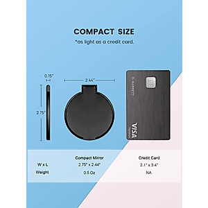 Compact Mirror Bulk Round Makeup Mirror for Purse, Set of 3, 2.6" L x 2.37" W (Black)
