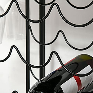 HOMCOM 24-Bottle Industrial Modern Wine Rack Table, Freestanding 6 Tier Wine Bottle Organizer with Glass Stemware Holder, Natural/Black