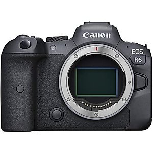 R6 Full Frame Mirrorless Camera with RF 24-105mm STM Lens Bundle + EOS R Mount Adapter + 64GB Ultra High Speed Memory Card + Accessories Including Extra Battery, Case and Tripod (Renewed), Black