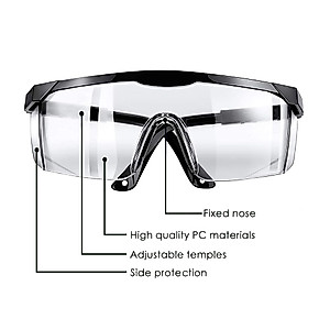 HANCHS Safety Goggles,5PCS Adjustable Wide-Vision Protective Glasses, Lightweight Fog-Proof Safety Glasses (Black)
