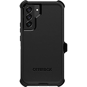 OtterBox Galaxy S22+ Defender Series Case - BLACK, rugged & durable, with port protection, includes holster clip kickstand