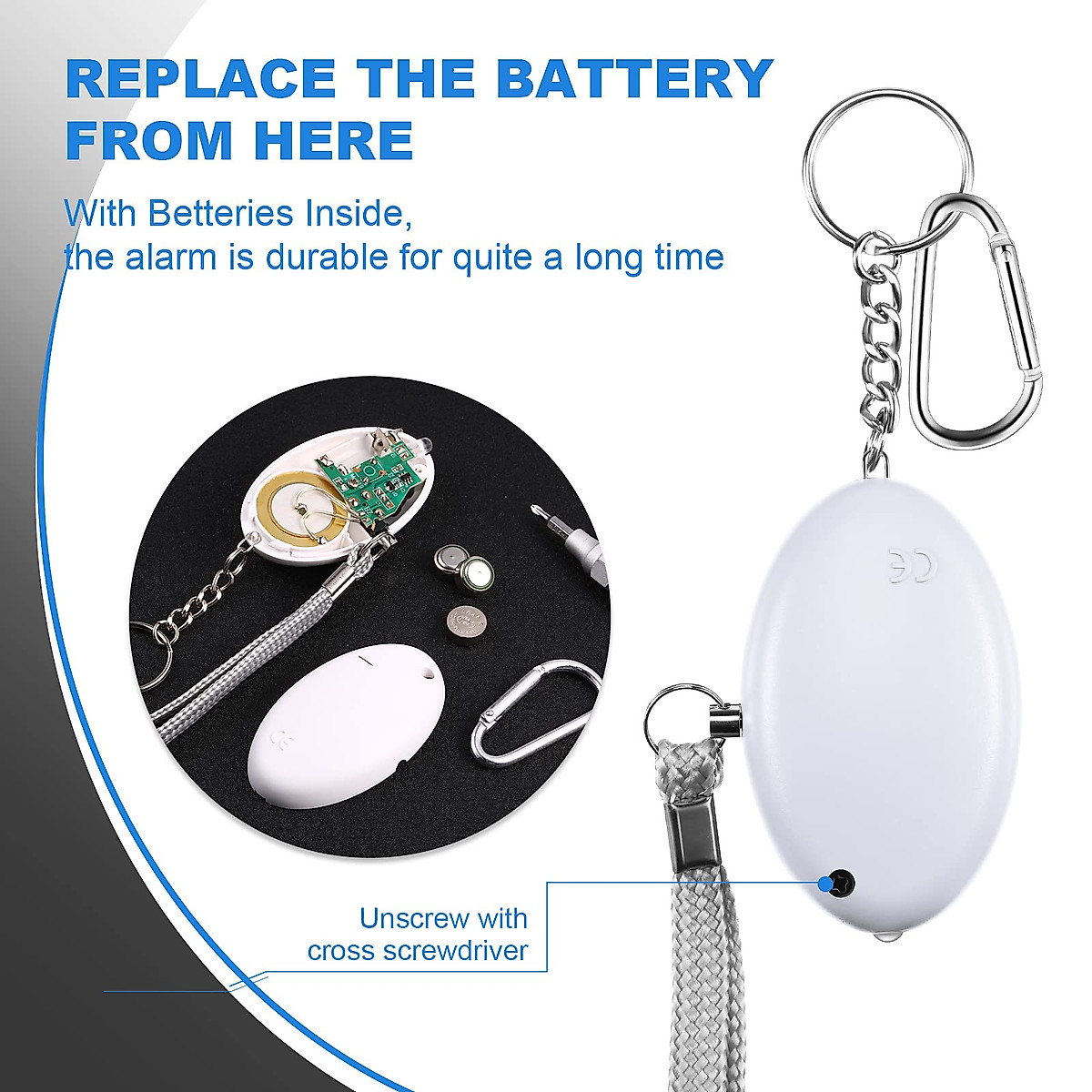 Konohan 16 Pack Security Sound Personal Alarm, 130dB Personal Alarm Keychain with LED Light and Buckle, Personal Alarm Emergency Alarm Defense Personal Alarm Keychain for Women Kids Elderly