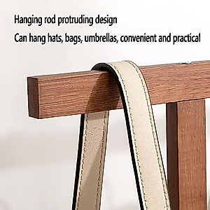 REROM Free Standing Coat Rack On Wheels,Bamboo Clothes Rails Garment Rails For Dress Pants Shoes Hats Easy Assembly Bedroom Floor Standing Garment Rack (Color : Log color, Size : 60cm)