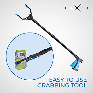 Grabber Reacher Tool, [Updated Version] Long 32” Steel Foldable Pick Up Stick with Strong Grip Magnetic Tip for Store Shelves, Lightweight Trash Picker Claw Reacher Grabber Tool for Elderly - by Luxet