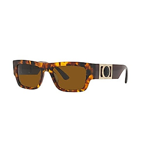 Versace Man Sunglasses Havana Frame, Dark Bronze Lenses, 53MM