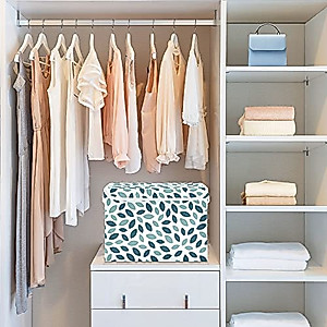 CaTaKu Abstract Leaves Storage Bins with Lids and Handles, Fabric Large Storage Container Cube Basket with Lid Decorative Storage Boxes for Organizing Clothes