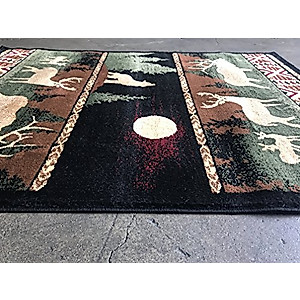 Carpet King Cabin Style Area Rug Country Lodge Elk Deer Wildlife Design 382 (7 Feet 7 Inch X 10 Feet 6 Inch)