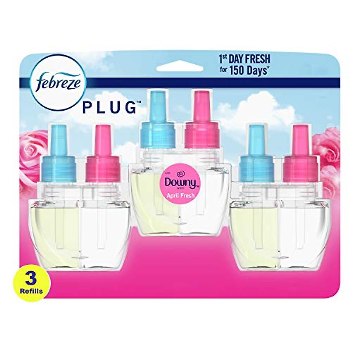 Febreze Plug in Air Fresheners, Downy April Fresh & Gain Original Scent Variety Pack, Odor Eliminator for Strong Odor (6 Refills Total)