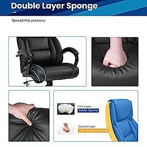 Big and Tall Office Chair 500lbs Cheap Desk Chair Ergonomic Computer Chair High Back PU Executive Chair with Lumbar Support Headrest Swivel Chair for Women Men Adults,Black