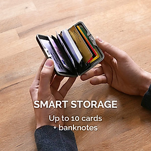 ÖGON -DESIGNS- Aluminum wallet smart case RFID Blocking – The original minimalist slim card holder for men and woman - Vegan Leather Snake Black/Grey Interior