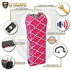 Personal Stun Gun Stun Gun Flashlight Alarm Pepper Spray Keychain Self Defense Kit. Multi-Function Less Lethal Weapon Combo. Tactical Gear for Women Or Men While Walking, Camping Or Hiking (PK Quilt)
