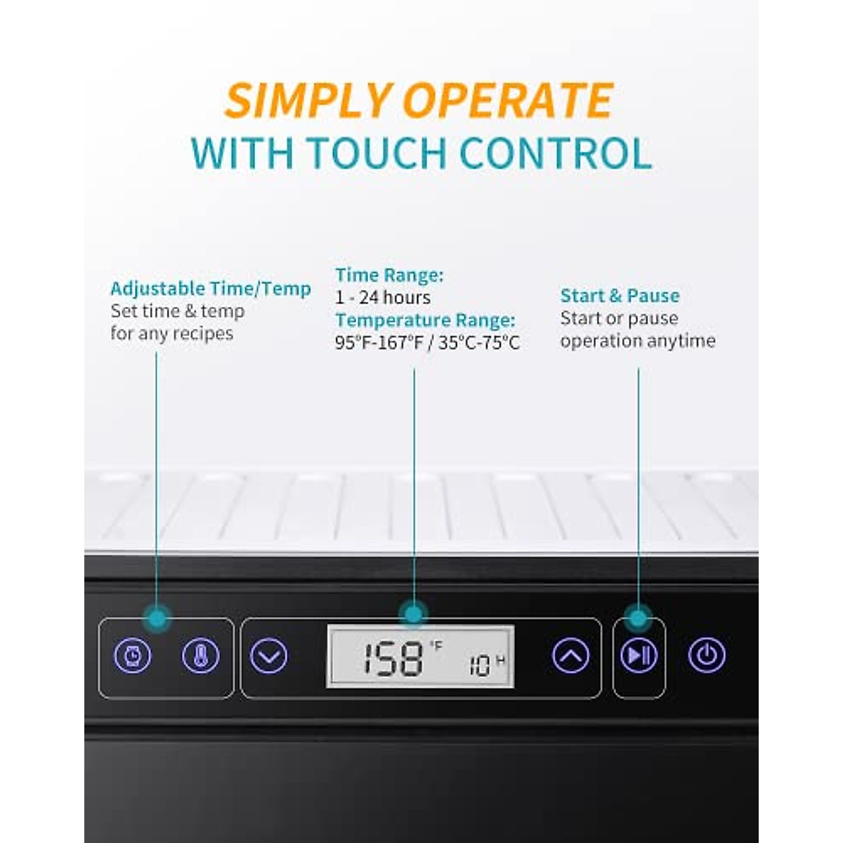 Ultrean Food Dehydrator, 8 Stainless Steel Trays Dehydrator for Jerky, Fruit, Veggies, Meat, Yogurt, Food Dryer Machine with Adjustable Digital Timer and Temperature Control (Rscipe Book Included)